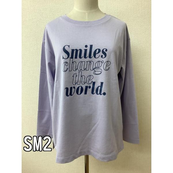 サマンサモスモス (SM2) 薄ラベンダー色カットソー ロゴ入り サイズフリー