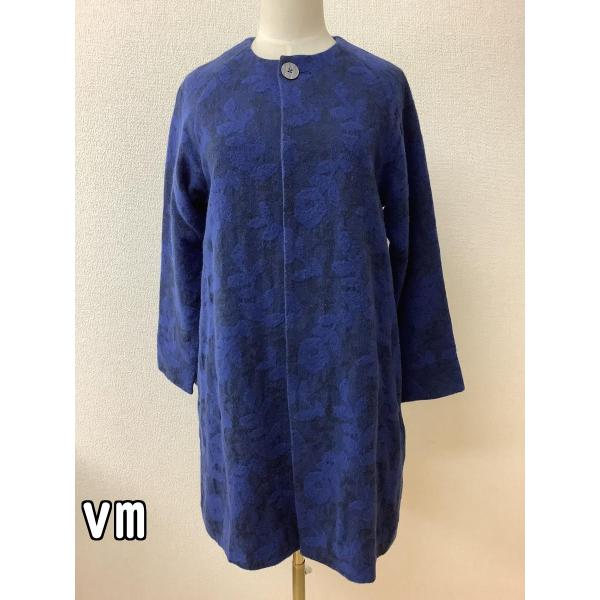 織り柄のAラインコート ロイヤルブルー ビーチサンダルチャーム サイズ0