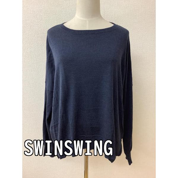 ネイビー 幅広ニット サイズ40