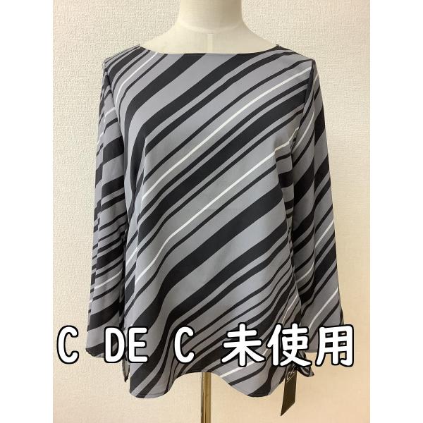 定価15000円 タグ付き未使用 グレー縞柄ブラウス サイズ38／M