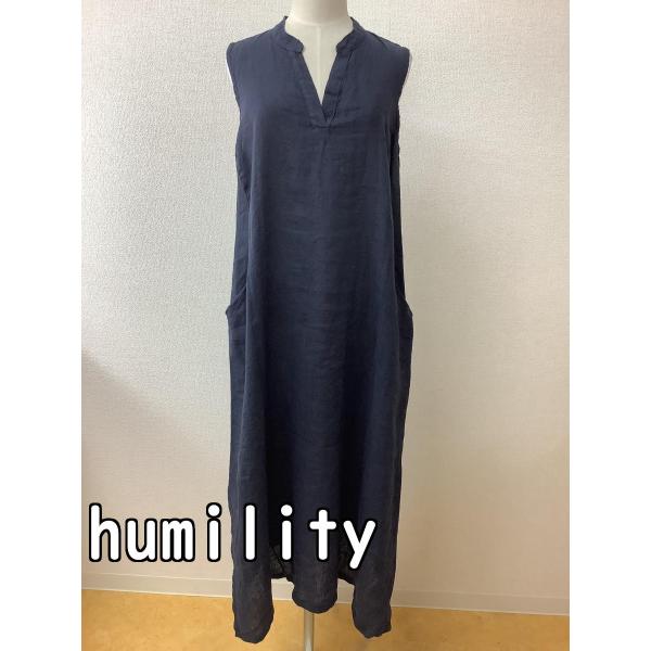 ネイビーワンピース 100%リネン サイズ38