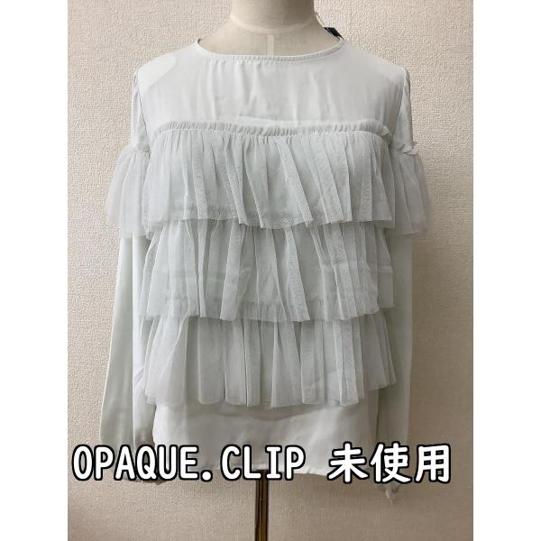 タグ付き未使用 チュール飾りブラウス 薄グリーン サイズ40／L