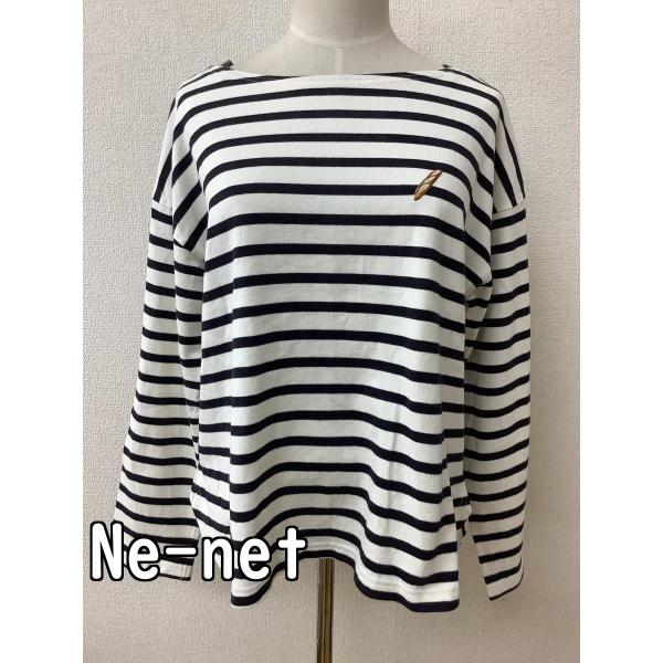 バゲットのワンポイントカットソー アイボリー×黒ボーダー