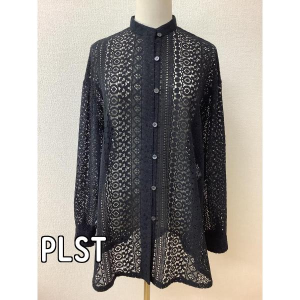プラステ (PLST) 黒レース オーバーサイズブラウス サイズS