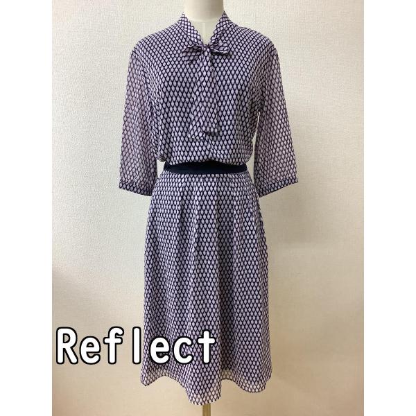 シフォンブラウスとスカートセット パープル系柄 サイズ上下ともM