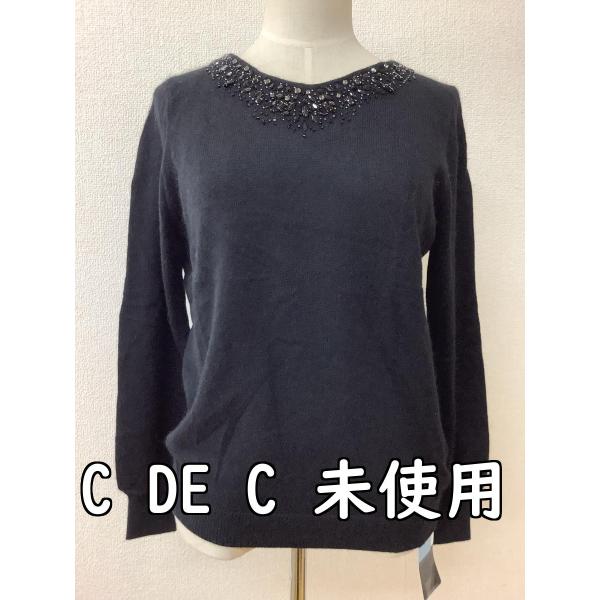 定価16500円 タグ付き未使用 アンゴラ入りニット 首元ビジュー 黒 サイズ38／M
