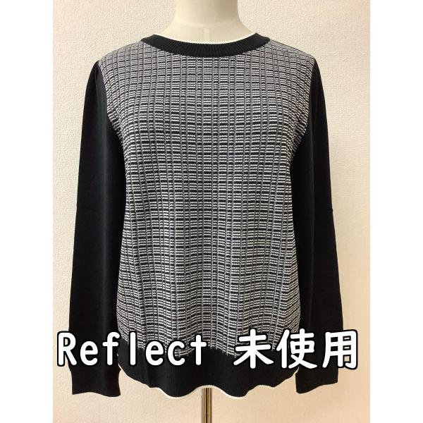 定価14960円 タグ付き未使用 黒薄手ニット 前身頃柄 サイズ13／LL