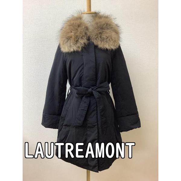 ダウン90%コート 黒 チャイニーズラクーンファー サイズ38