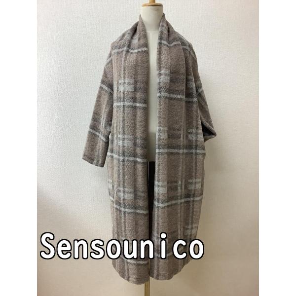 茶系チェック ニットコート サイズ38