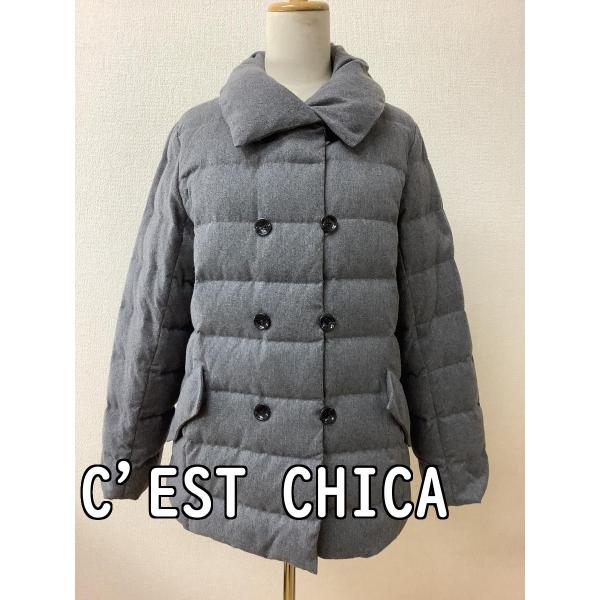 ダウン90%コート グレー サイズ38