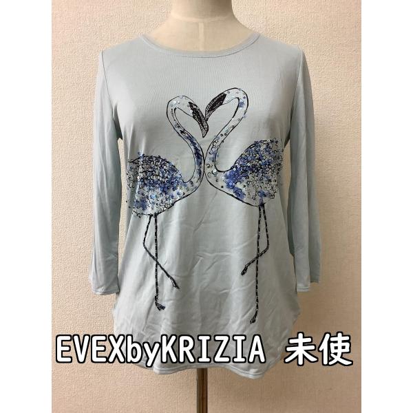 定価14000円 タグ付き未使用 薄ブルーカットソー フラミンゴイラスト スパンコール付き サイズ40