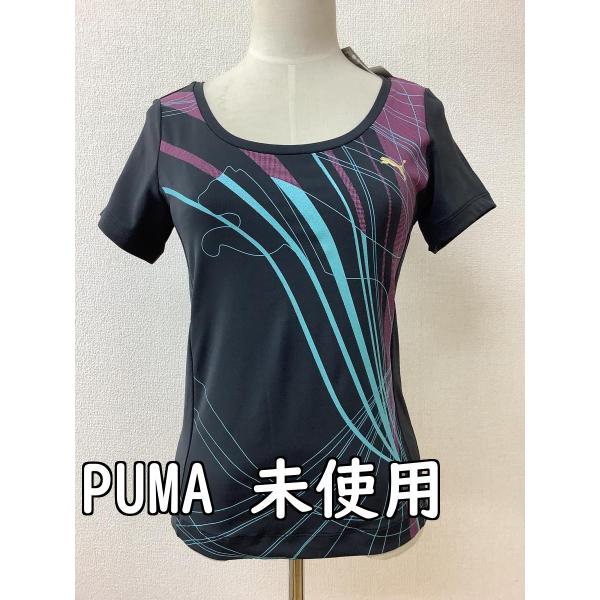 タグ付き未使用 ストレッチTシャツ 黒×ラメ入りプリント サイズM