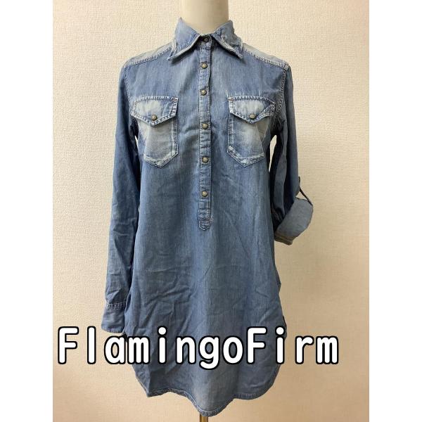 色落ちブルー デニム風シャツ サイズF