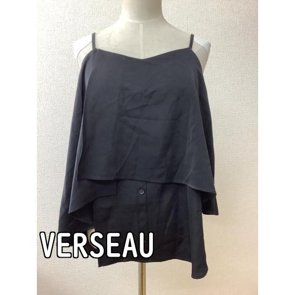 重ね着風デザインキャミ 黒 やや光沢 サイズF
