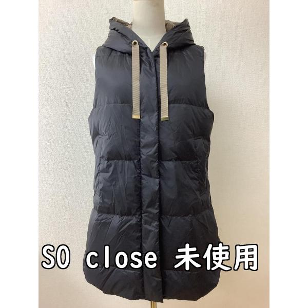 タグ付き未使用 ダウン80% ロングベスト 黒 サイズS