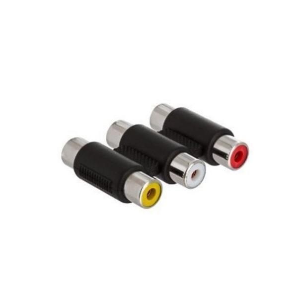 ▲変換アダプタ AV端子中継プラグ 3ピン（メス）と3ピン（メス）【商品明細】・３ピン⇔３ピンの中継/延長する為のプラグです。・ケ-ブル接続に使用できます。・サイズ：約４cmx約３cmx約１cm・重量：10ｇ