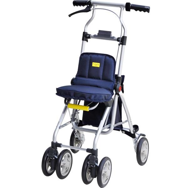 ・酸素ボンベを搭載できるシルバーカー。折りたたみ簡単、軽くて使いやすい。※ボンベ及びボンベバッグは製品に含まれません。※ロングボンベは搭載できません。