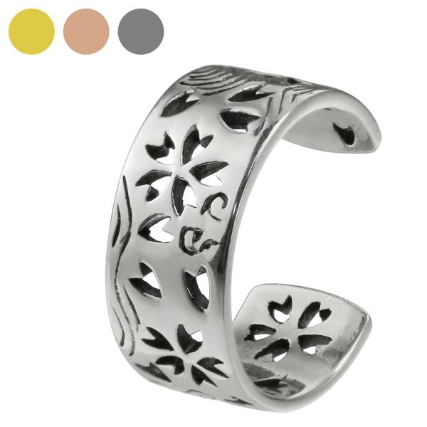 表面に無数の桜と花びらの透かし加工を施した和テイスト溢れるデザインのイヤーカフです。耳元を華やかに魅せるため、桜の季節には勿論のこと、オールシーズンでお使いいただけるシルバーアクセです。【商品名】 ピアス穴不要 サクライヤーカフ メンズ 桜...