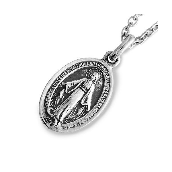 不思議のメダイがモチーフでメダイの周りに「O MARY CONCEIVED WITHOUT SIN PRAY FOR US WHO HAVE RECOURSE TO THEE」=「原罪なくして宿り給いし聖マリア、御身に依り頼み奉る我等の為に...