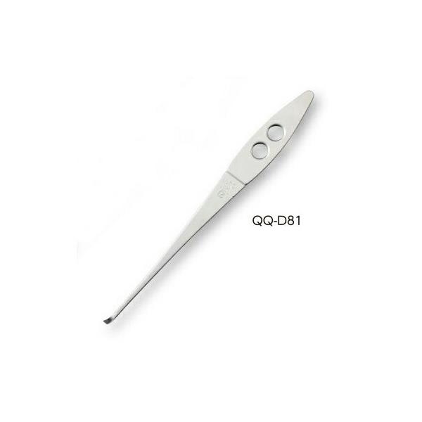 ●歯の間の細かい歯垢・ヤニを取り除きます。●型番：QQ-D81●仕様：極薄●材質：ステンレス刃物鋼●全長：134mm●オートクレーブ可●用途：前歯等の平らな部分用