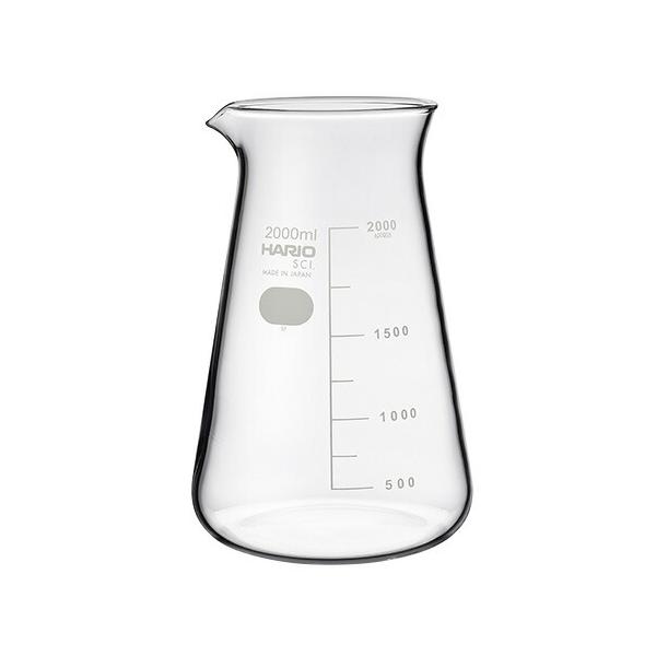 汎用器具・消耗品/硝子・樹脂量器類/ガラスビーカー、フラスコHARIO コニカルビーカー　2000mL　6個入 1箱(6個入)●くびれたネック部分は攪拌操作に適した形状。●持ちやすく試料の混合がしやすい形状です。●実用容量（mL）：2,00...