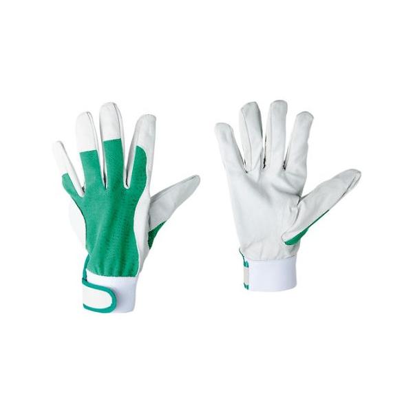 汎用器具・消耗品 保護・手袋・ウエア２ 一般手袋●作業性に優れ、摩耗に強く、軽量で柔軟性に優れています。●甲部はカラーメッシュでより通気性良好です。●電工・機械・荷役・運送・園芸・レジャーなど。■仕様●色：グリーン●サイズ：LL●厚さ（mm...