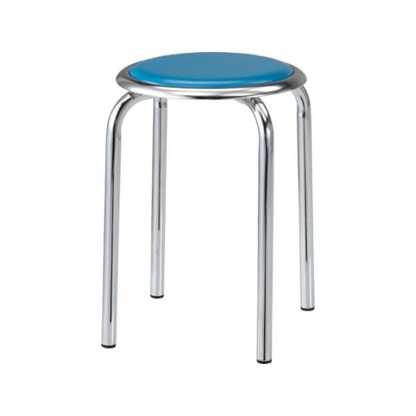 実験室設備 事務用品・ＯＡデスク 事務用品●脚部はメッキ仕上げで高級感があります。●スタッキングが可能です。（4脚まで）■仕様●張地：ビニールシート張り●色：ブルー●座幅（mm）：320●座高（mm）：455●材質／仕上：●▼座部：鋼板（ク...