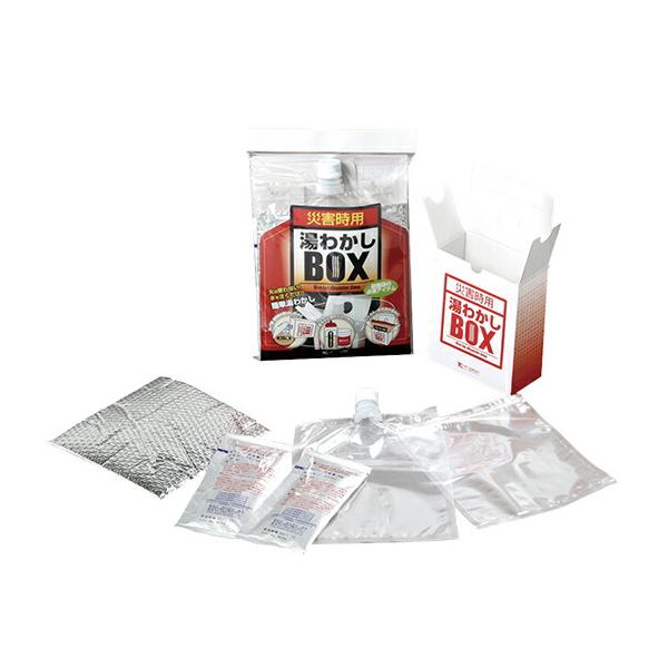 アズワン　ナビ助掲載商品特徴アルミ粉末の反応熱を利用し、火を使わずに水を注ぐだけで簡単にお湯が沸かせます。BOX本体は耐水・保温性に優れた紙製品(特許申請中)でできた湯わかし器です。キャップ付のスパウト袋をご利用いただくと、そのままポットと...