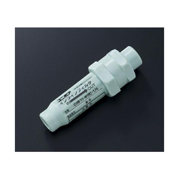 分析・特殊機器 濃縮・純水機器 純水製造用樹脂、フィルター●低圧力損失●大流量●小型、軽量、コンパクト●オール樹脂製●ろ過精度：0.01μm●流量目安：300L/min●接続：Rc1/4(IN,OUT)