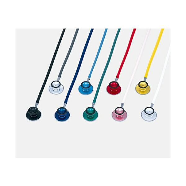 看護、介護用品 診察・計測 診察補助器具類●高音低音を聴きわけが出来るダブルタイプ●スタンダードな外バネ式聴診器●全長：約80cm●重量：約115g●材質：チェストピ-ス／アルミニウム(アルマイトメッキ) 耳管／真鍮(クロームメッキ)●直径...