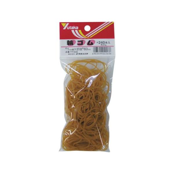 実験室設備 工具類 工具、道具●伸びがよく扱い易いです。●結束の定番品です。●小物の束ね、結束に。■仕様●色：アメ色●切幅（mm）：1●折径（mm）：60●包装形態：袋入り●袋入数（本）：240●材質／仕上：天然ゴム●原産国：日本●コード番...