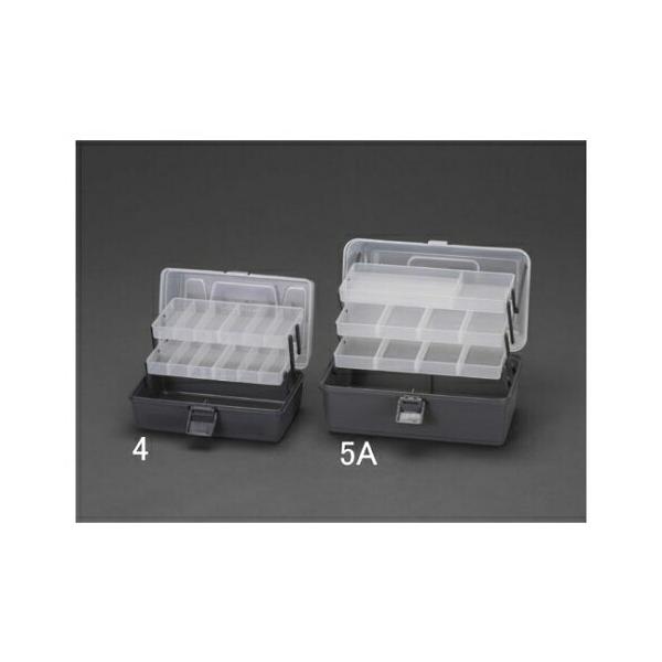 実験室設備 工具類 工具、道具●小物入れにも適しています。■仕様●材質：本体：耐衝撃性コポリマー　止具：ABS●スライド式中皿3段付●サイズ：368×225×200（H）mm●内寸：344×179×90mm●重量：1.3kg●中皿の仕切板は...