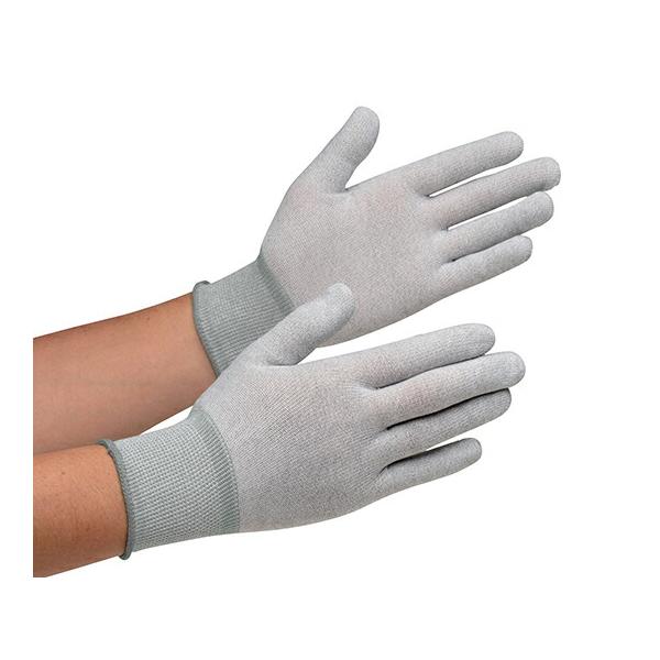 汎用器具・消耗品 保護・手袋・ウエア２ 一般手袋●導電糸入り、精密機器の組立・検品作業にてきしています。●素材・材質：手袋本体：カーボン導電糸入、ナイロンシームレス編、すべり止め：ポリウレタン●サイズ：L●色：リストカラー：黄●静電気拡散性...