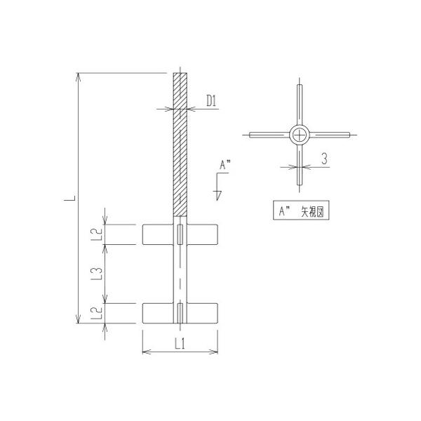 汎用科学機器 撹拌機　１ 撹拌機・多連式撹拌機●D1(φ)：8●L：500●L1：40●L2：12●L3：35