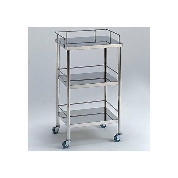 分析・特殊機器 検査用品 微生物検査用品●ステンレス製●サイズ：450×300×800mm●キャスター径：φ50mm●3方枠付●3段