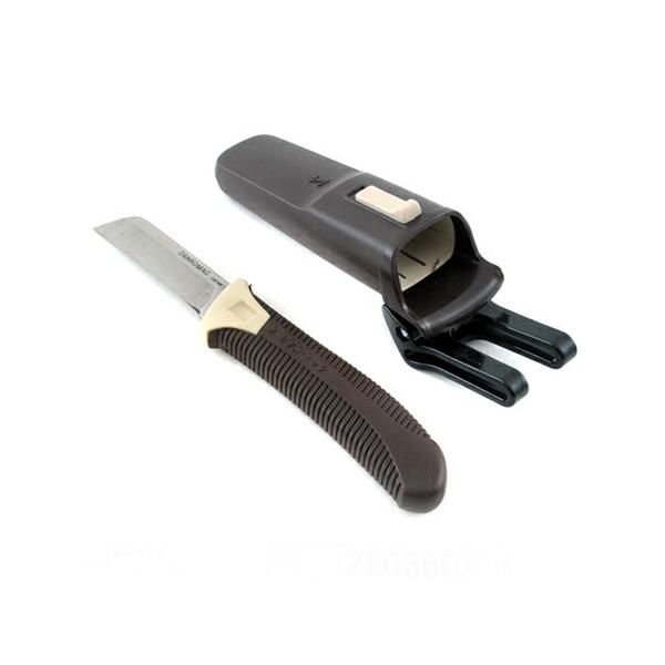 汎用器具・消耗品 安全保護用品　１ 安全、保護機器●デザイン一新で、コンパクトになりました。●ケーブル(電線)の皮むき作業。●刃の折りたたみ不要で、切れ味の良い特殊ハガネを使用しています。●ケースと一体にベルト掛けができ、ナイフの出し入れが...