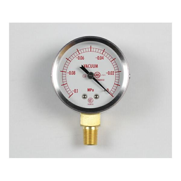 実験室設備 工具類 工具、道具●空圧、油圧、その他の一般圧力測定用としてJIS B7505 -1ブルドン管圧力計に対応した廉価な汎用形圧力計です。●大きさ（mm）：Φ60●形状（取付）：立形A枠●接続：R1/4●材質：黄銅●性能：ナシ●圧力...