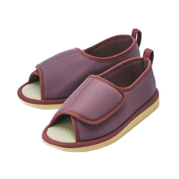 アズワン　ナビ助掲載商品特徴ちょっとした段差や滑りやすい床での転倒予防に配慮したシューズです。脱ぎ履きがしやすい面ファスナー式です。つま先なしタイプです。仕様型番：091195色：あずきサイズ：LLサイズ（cm）：25.5*26.5素材：本...