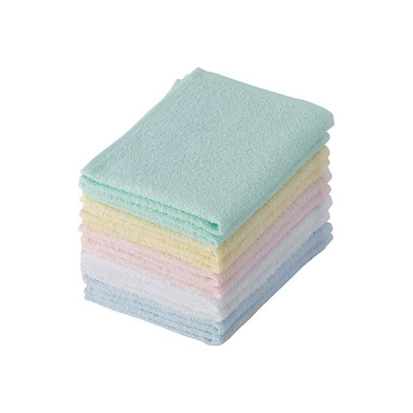 ●薄手なので、しぼりやすく乾きも早いです。●色：ミックス●材質：綿100％●サイズ：280×400mm●重量：25g（1枚あたり）●内容：グリーン・イエロー・ピンク・ホワイト・ブルー各2枚●入数：1袋（10枚入）