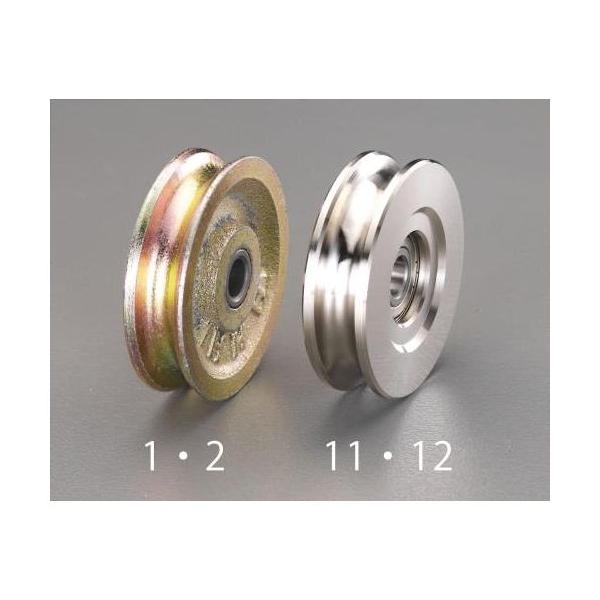 実験室設備 工具類 工具、道具●車径（A）：50mm●サイズ：B：ベアリング6200ZZ・9mm、C：18mm、D(穴径)：10mm、G：9mm●使用ロープ径：/8mm●材質：鉄●滑車の交換用部品です。●ベアリング入りですので回転が滑らかで...