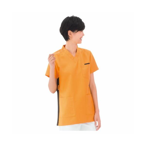 医療機器専門商社ショップデクリニック男女兼用上衣   RT-5062 オレンジ サイズ：M材質：ポリエステル100%（制電糸入）、制菌加工、制電、吸水、防汚効果胸元が見えにくいVゾーンデザイン。チーム力があがる7色のカラーバリエーション