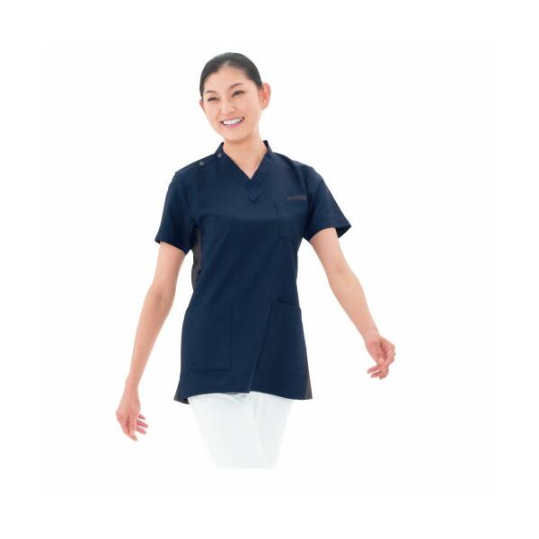 医療機器専門商社ショップデクリニック男女兼用上衣   RT-5062 ネイビー サイズ：BL材質：ポリエステル100%（制電糸入）、制菌加工、制電、吸水、防汚効果胸元が見えにくいVゾーンデザイン。チーム力があがる7色のカラーバリエーション