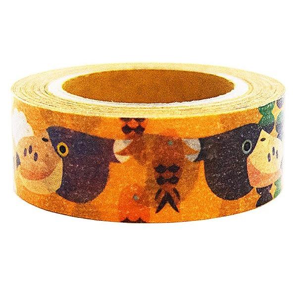 マスキングテープ、少し光沢のある和紙のテープ。ラッピングやブックマーク、ノートに貼ったり、小物を作ったり。お好きな一羽で切って貼ったり、並べて貼ったり。様々な楽しみ方ができるテープアイテム。サイズ：15mm×10m　フルカラー　素材：和紙テ...