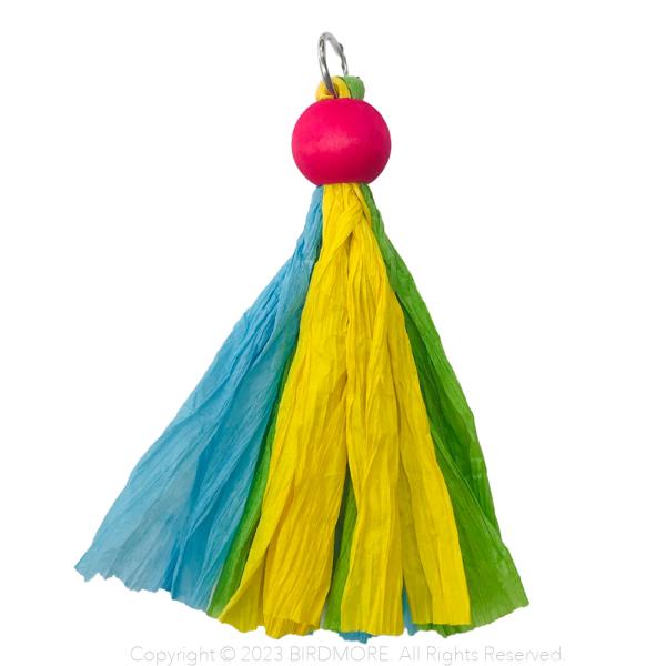【発売日：2023年11月07日】かじったり、ほぐしたり、鳥さんの遊び方によって変化するおもちゃです。齧って遊んでいるうちに画像１枚目のようにカラフルな紙ひもが開いてきます。販売時は画像２枚目の状態になります。特徴/・金属部分はすべてステン...