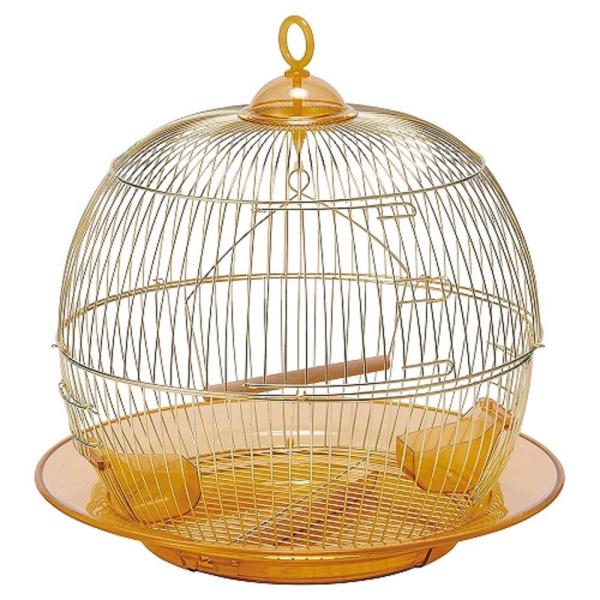 まーるい形のかわいい鳥かごホコリの飛び散りなどに対処できる大きな受け皿！組み立て簡単！エサ入れ・水入れ・ブランコ付きのオールインワンセットです。メーカー/マルカンサイズ/幅約35×奥約35×高約39cm適応鳥種/フィンチ〜小型鳥材質/フェン...