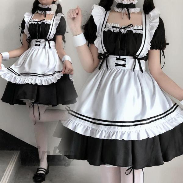 ハロウィン衣装 メイド服 コスプレ 魔女 メイド コスチューム 女王 巫女 ロングワンピース3点セット レディース ドレス レース 可愛い パーティー変装 大人