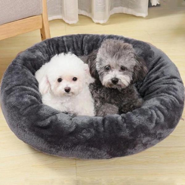 犬用猫用ペットベッド 丸型 小中型犬猫用 通年適用可能 洗える 肉厚なブランケット付き 1個