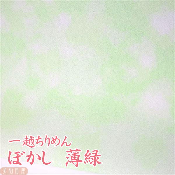 一越ちりめん　ぼかし　薄緑　つまみ細工用カット　ちりめん　|　縮緬細工  初心者 材料 つまみ細工布 和布 無地 単色 布 手作り 手芸待望のぼかし柄一越ちりめんが入荷しました！淡く薄い色合いのパステルカラーでほんのりと色が付ついていますつ...