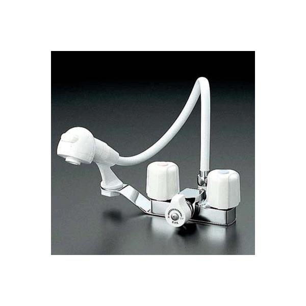 KF12F2-1E【仕様】●メーカー: KVK●型番: KF12F21E●商品名: 一時止水付2ハンドル洗髪シャワー●2ハンドル式●逆止弁付●水圧条件(MPa): 　・最高/0.75(静止時)　・最低/0.05(流動時)●保証書在中　　【ご...