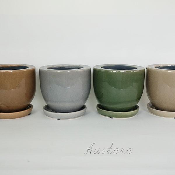 粉末ガラスを多く含ませた釉薬の透明感のあるポット＆ソーサー-----------------------------------------●商品名 :アスティア ミドル 受け皿付●内容 : 鉢×1,ソーサー×1●素材 : セラミック●サイ...